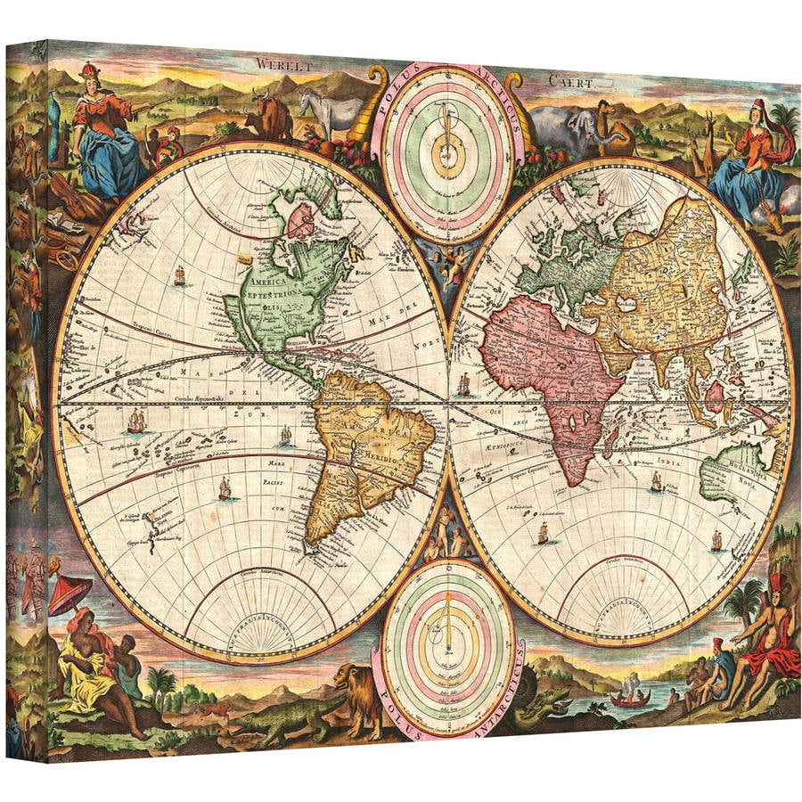 Daniel Stoopendaal "1730 Map Of The World" Gallery-Wrapped Canvas ...