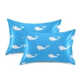 Blue White Whales Pattern Pillow Case Queen Size Silky Satin Pillow ...