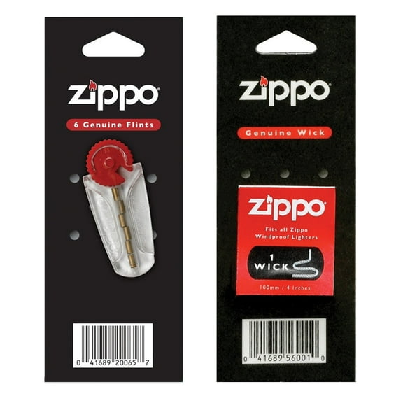 Zippo Genuine Lighter Flint Pack, 6 Flints with Wick Card, Fits All ...