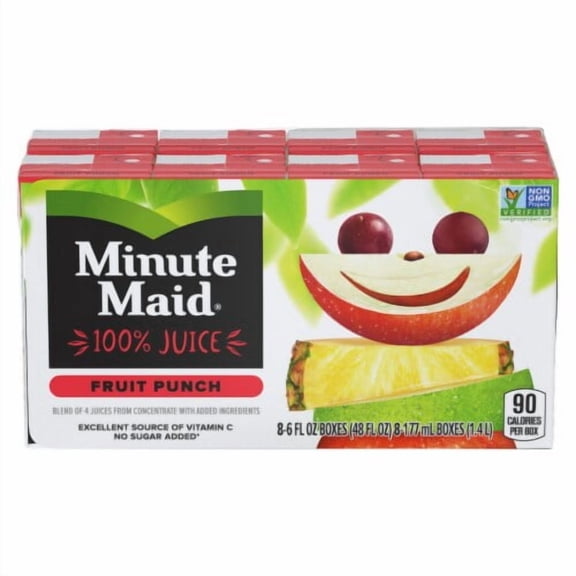Minute Maid Apple Juice, 100% Fruit Juice, 6 fl oz, Pack of 8 Juice ...