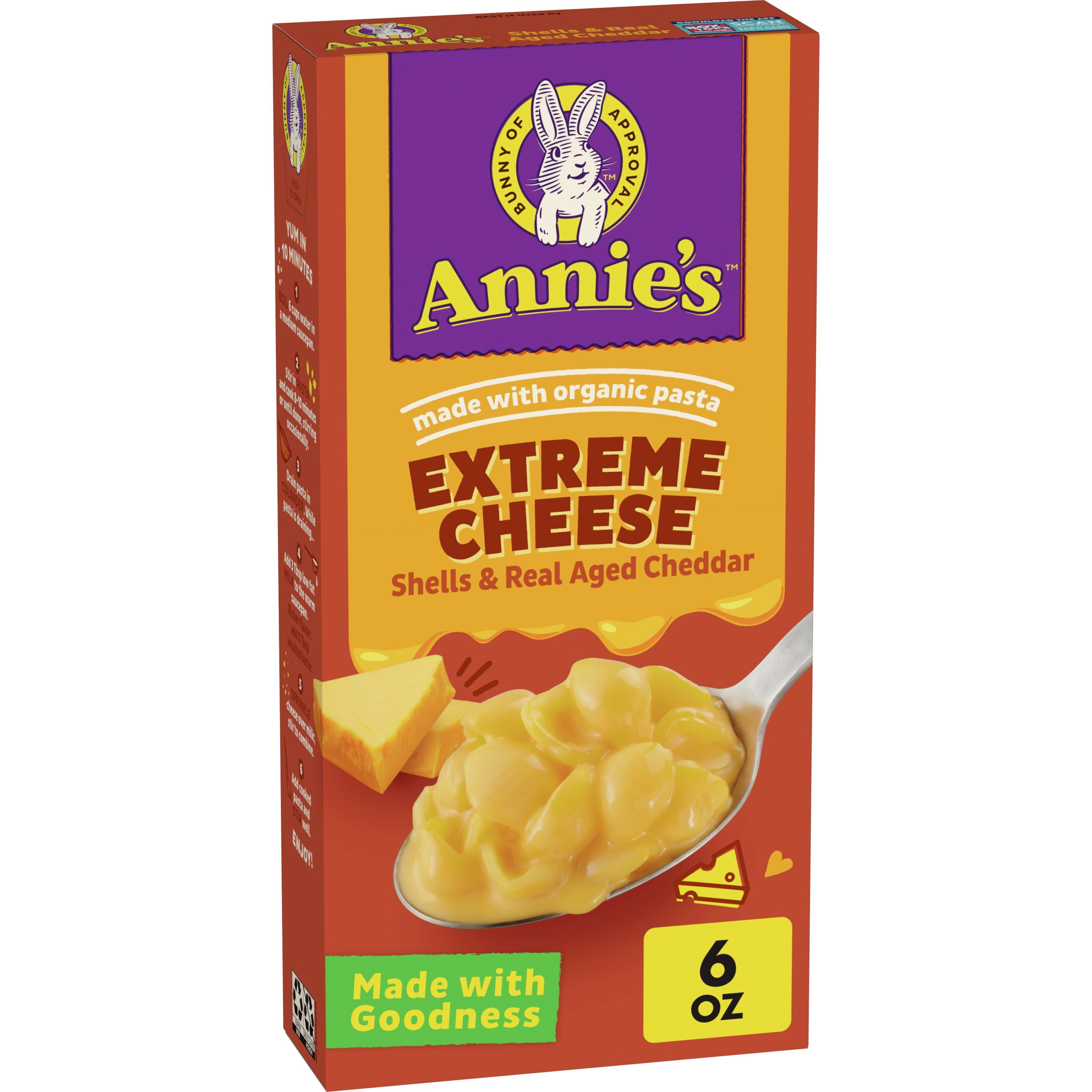 Annie's Extreme Cheese Organic Pasta Shells & Real Aged Cheddar ...