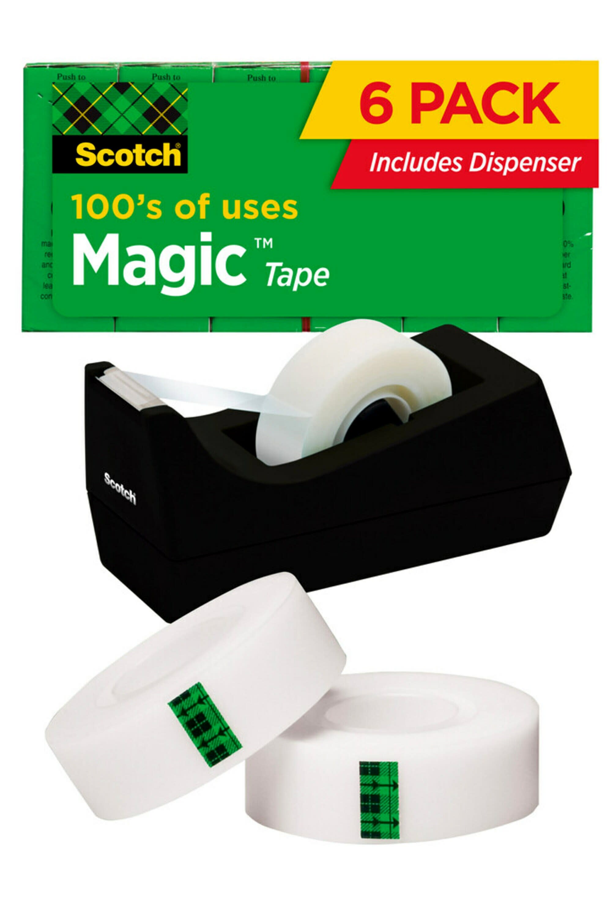 Scotch Magic Tape Clear 3 4 X 1000 6 Rolls With Dispenser