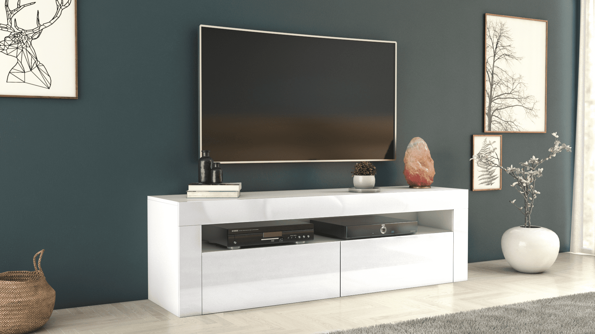 ANDOR 63" modern white TV Stand - Walmart.com