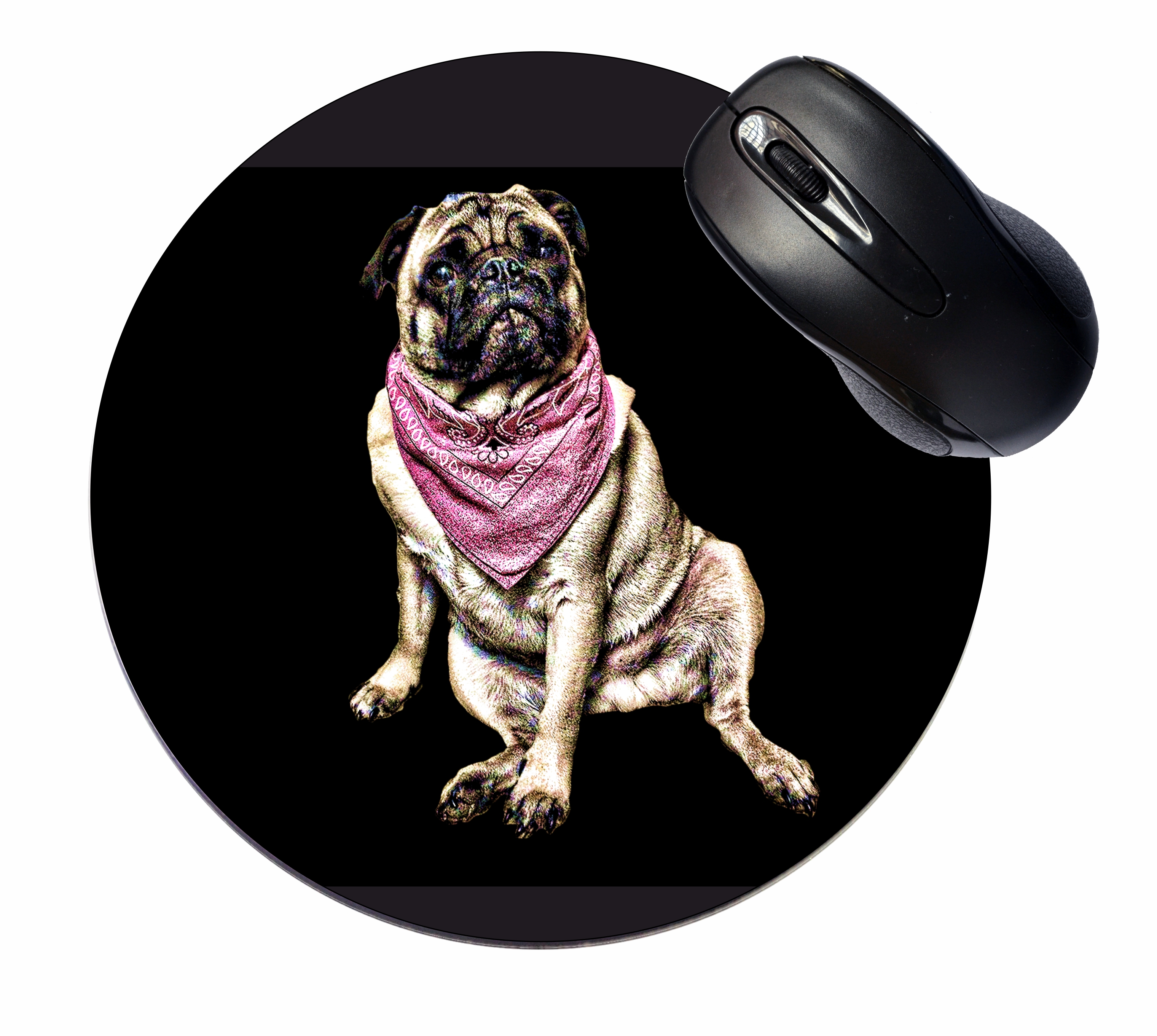 Mouse Mat Pad Mousepad Cute Desk Round Circle Mousemat Pug Dog Animal ...