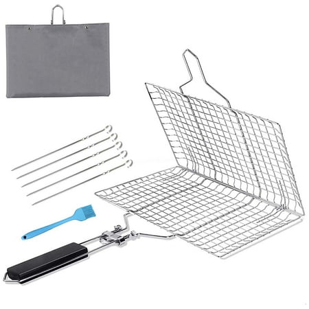 Grilling Basket,Portable and Foldable BBQ Grill Mesh Clamp for Fish ...