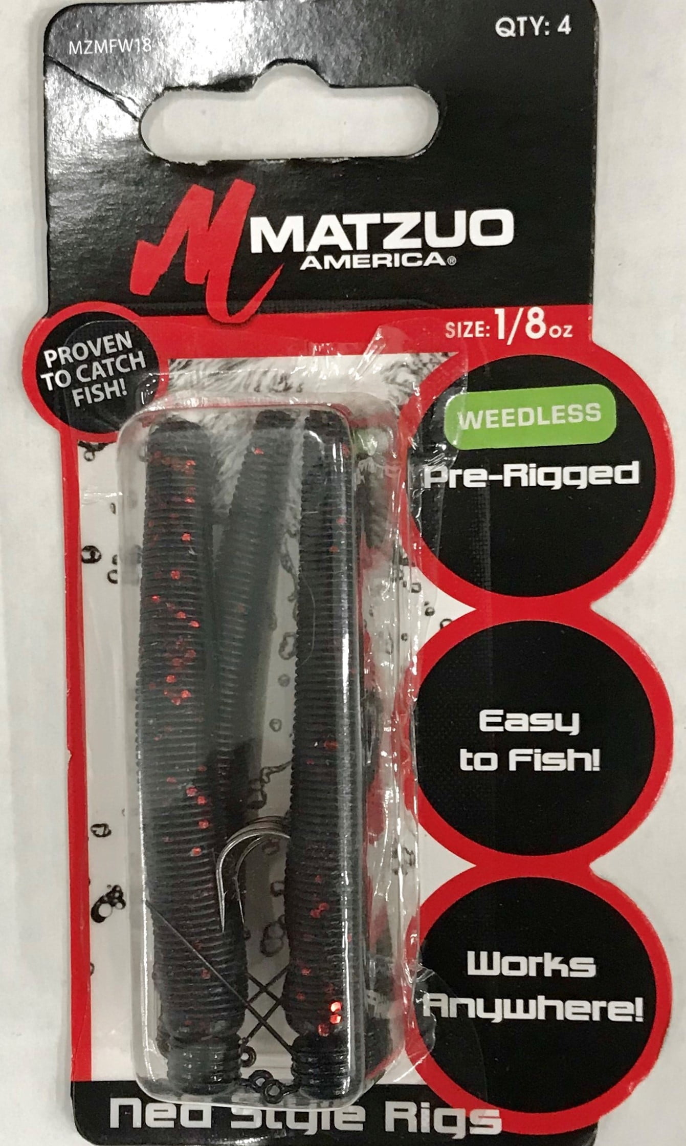 Matzuo 1/8 WDLS NED RIG BLK/RD 4PK, Fishing Rigs - Walmart.com