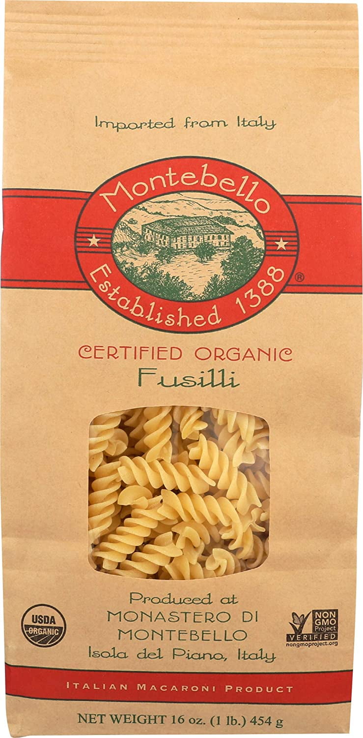 Montebello Organic Pasta Fusilli 16 oz - Walmart.com