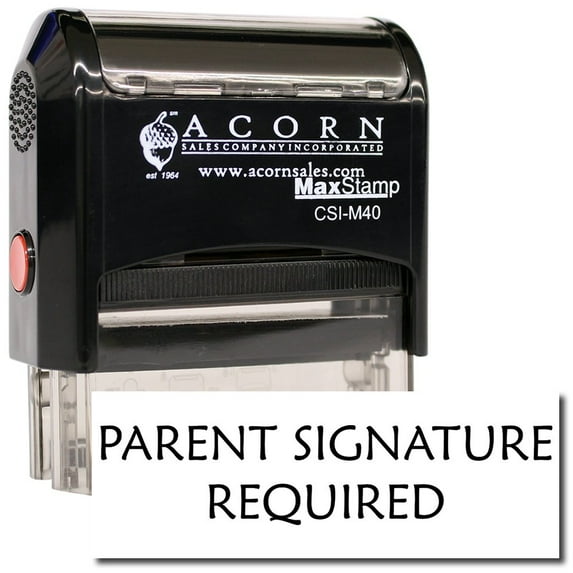 Large Self-Inking Parent Signature Required Stamp with Mint Green Ink ...