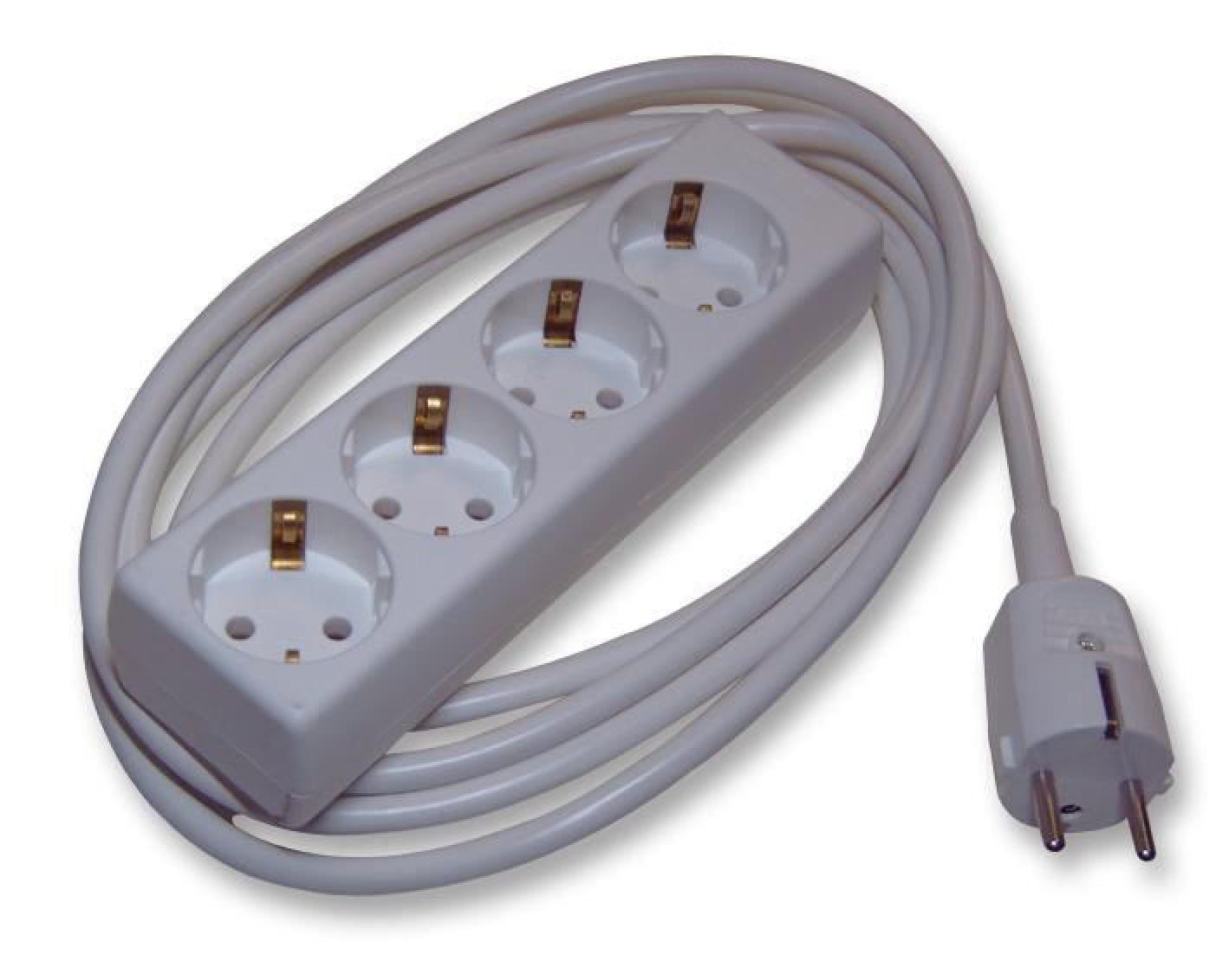 PRO ELEC - 4 Gang Schuko Euro Extension Lead, White, 3m Lead - Walmart.com
