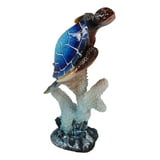 Nautical Ocean Blue Giant Sea Turtle with Shell, Swimming By White ...