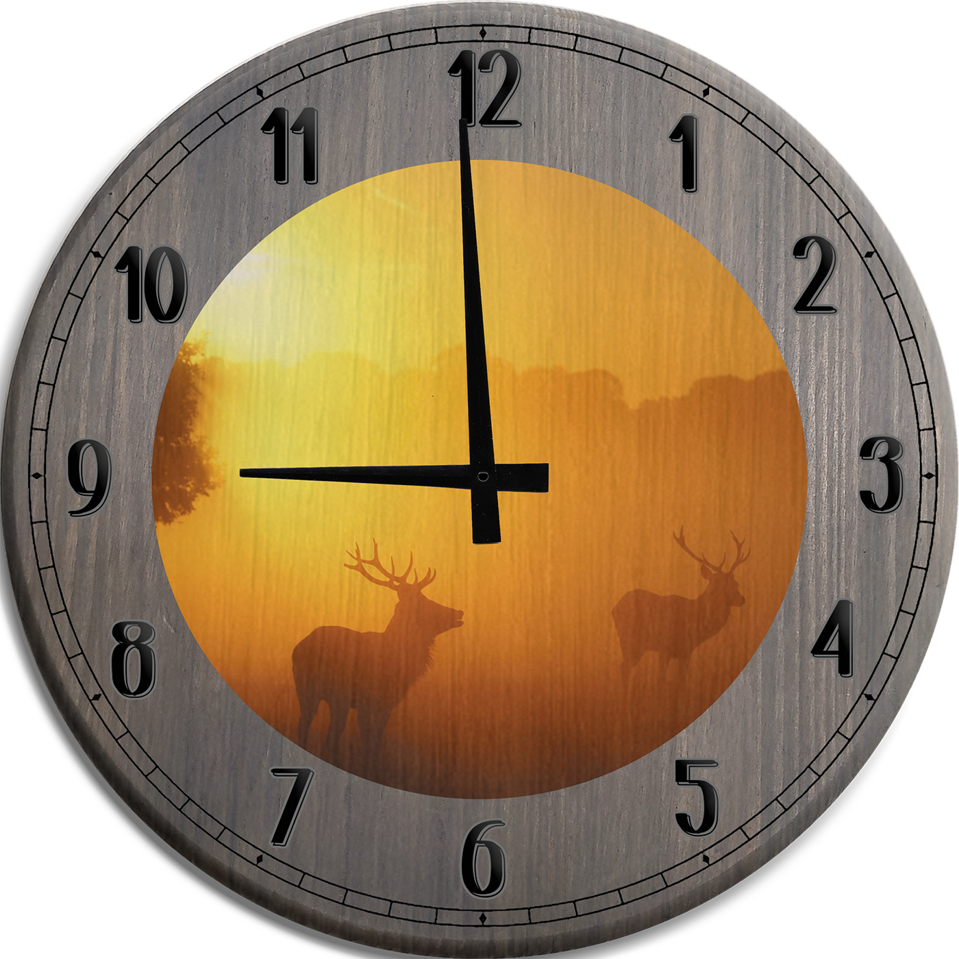 Large Wall Clock Early Morning Sunrise Hunting Big Buck Deer Hunting ...