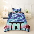 Aikeke Galaxy Aurora Dragon Twin Duvet Cover, Japanese Samurai Cherry ...