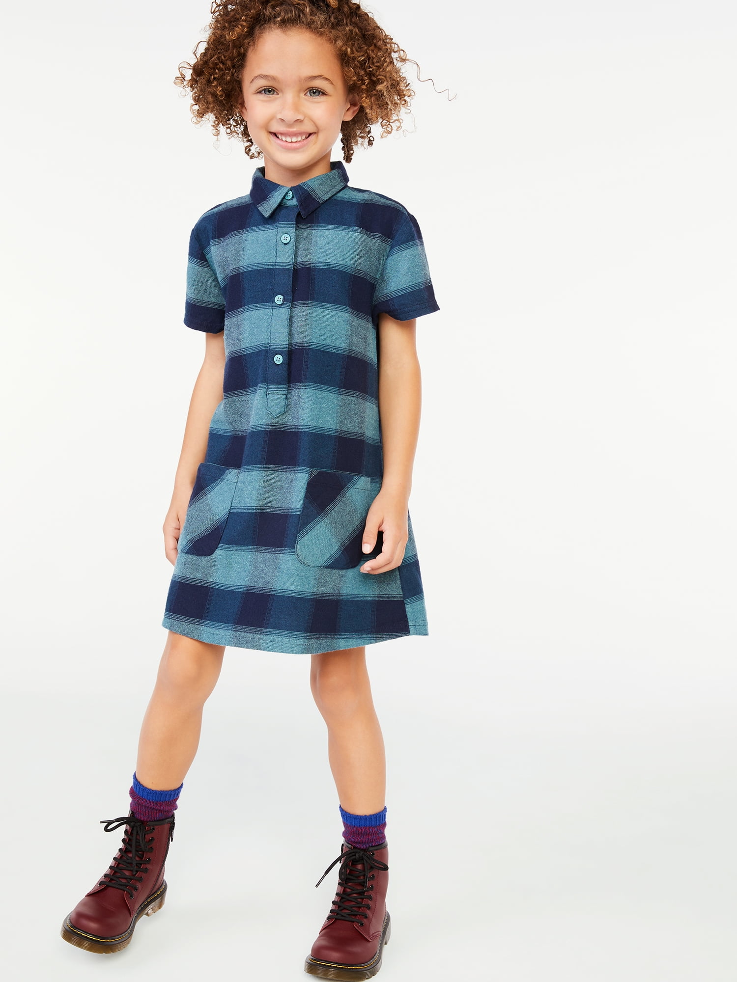Free Assembly Girls Popover Shirtdress, Sizes 4-18 - Walmart.com