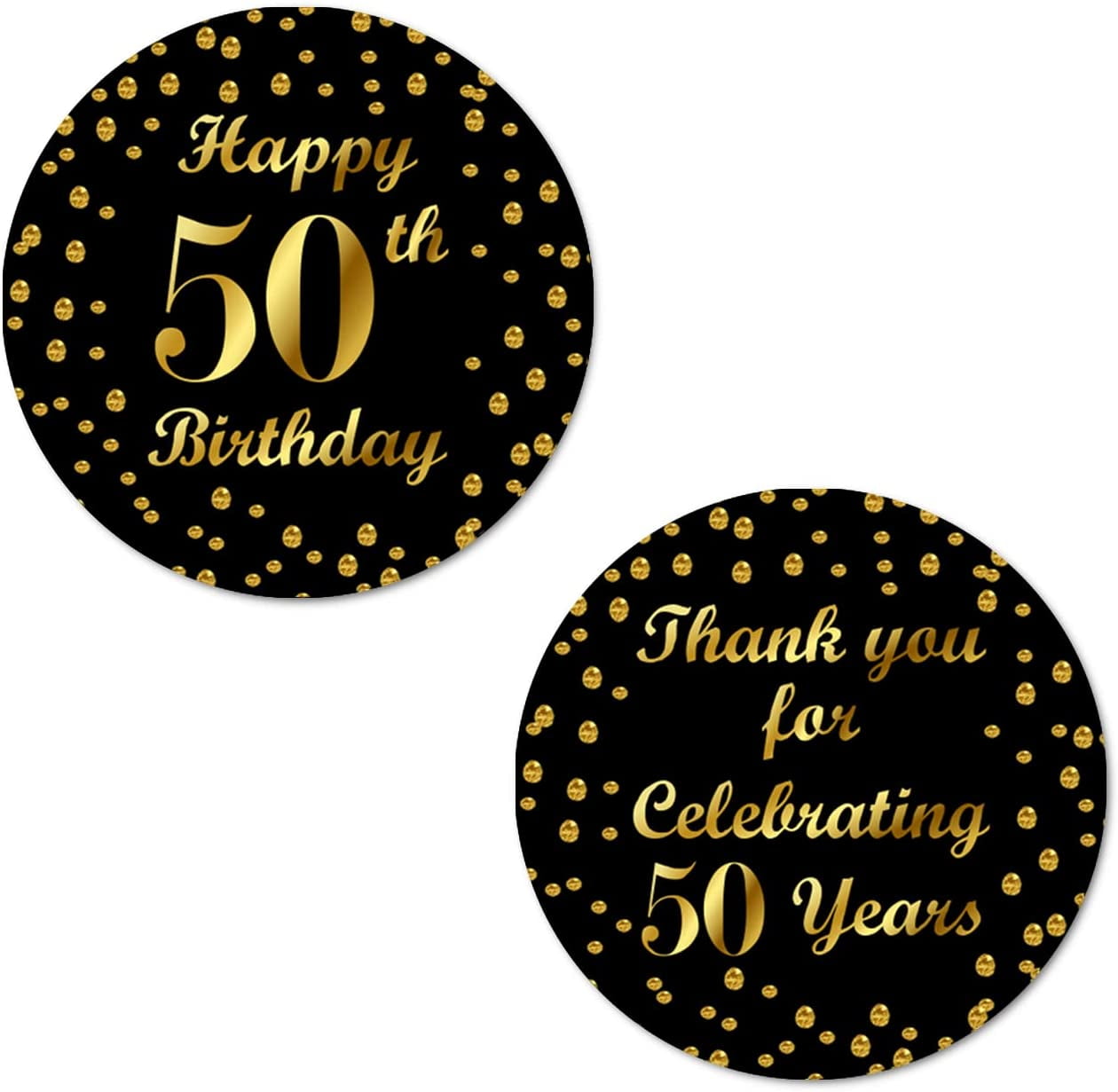 50th Birthday Round 2 Inch Big Glossy Stickers, Thank You for ...