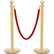 Round Top Stainless Steel Plated Stanchions posts with 1 of 6.5ft Red ...