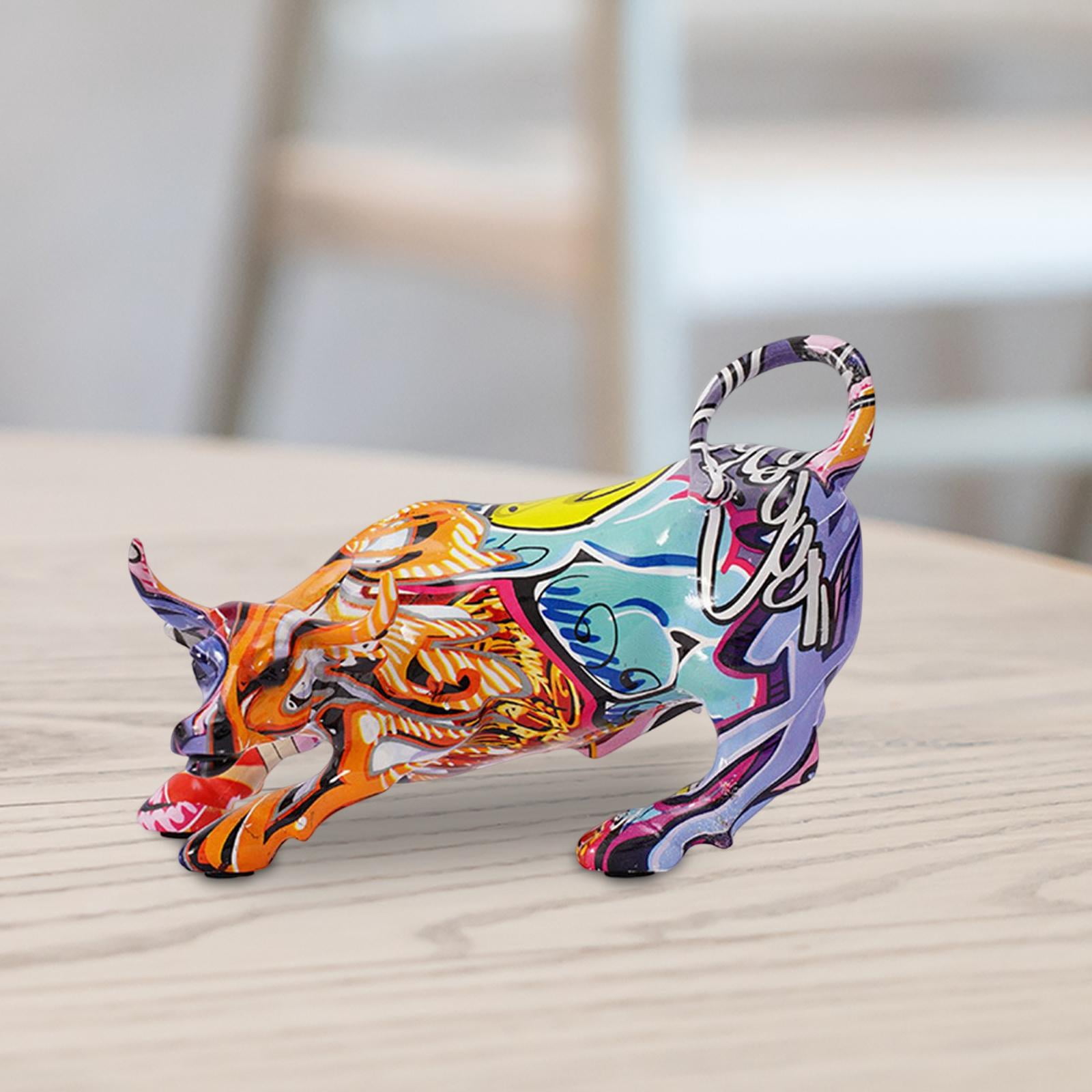 Simple Resin Bull Figurines Art Crafts Painting Animal Sculpture ...
