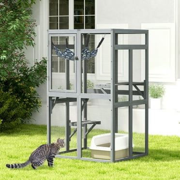 COZIWOW 108" Outdoor Large Cat Enclosure Wooden Cat Catio Outside Cat ...