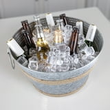 BREKX Old Tavern Metal Wine and Beer Bucket in Galvanized Gray with ...