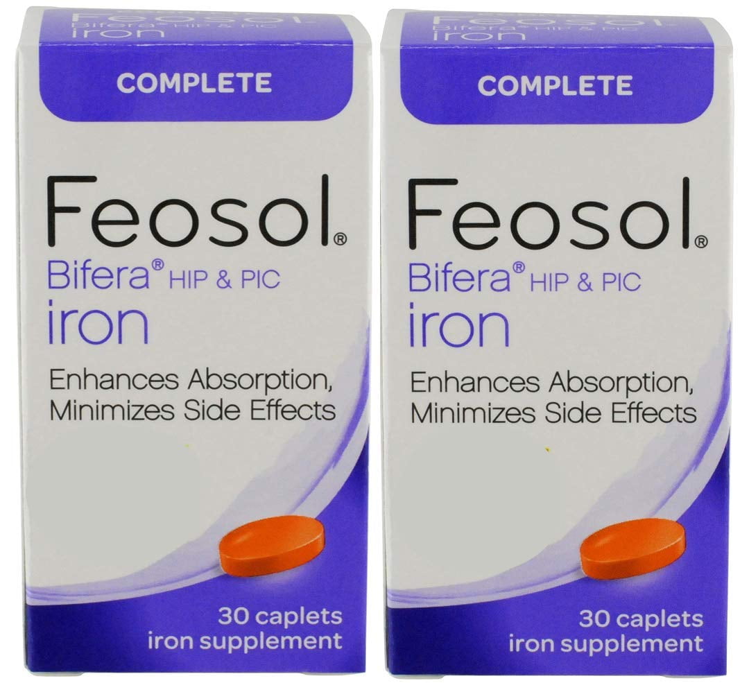 Tabletas de suplemento de hierro Feosol Complete 325 mg x 30 cápsulas ...