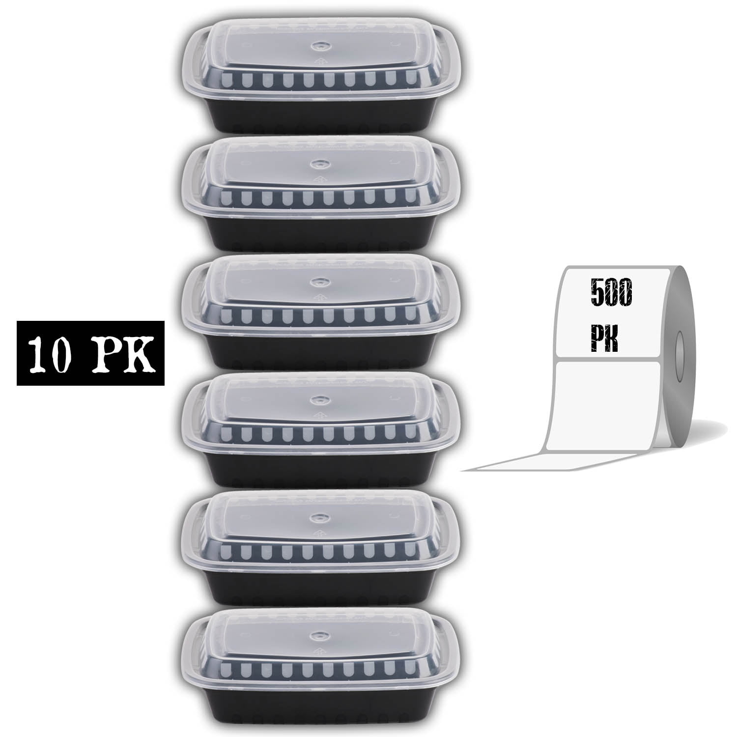 Meal Prep Containers And Lids And Labels Set: (10 Pk) Rectangle ...