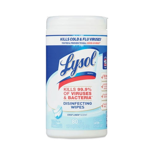 Disinfecting Wipes, 7 X 7.25, Crisp Linen, 80 Wipes/canister, 6 ...