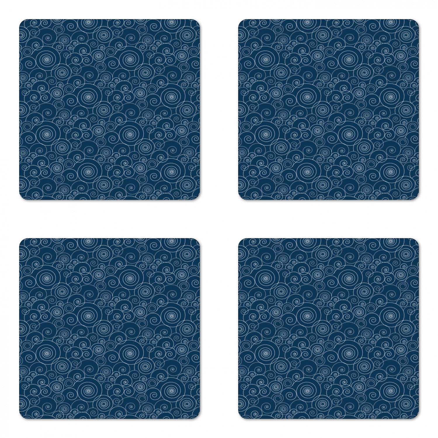 Abstract Coaster Set of 4, Rhythmic Dotted Sea Waves Design Forms ...