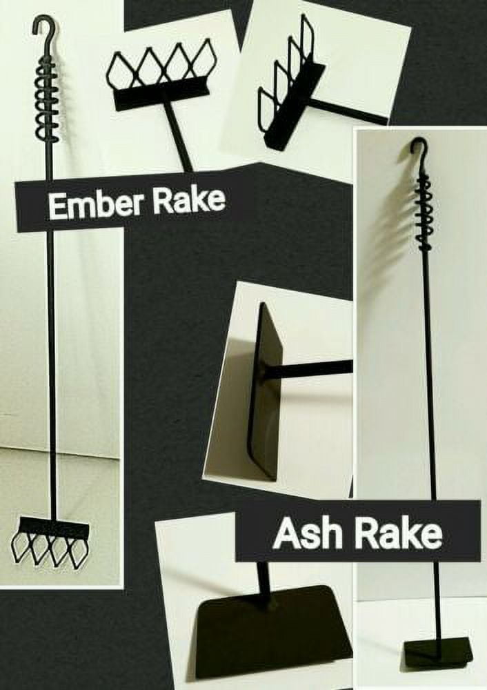 Wood Stove, Fireplace Set Combo-Poker, Ember & Ash Rake 36",Made by a ...