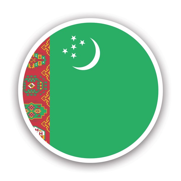 Round Turkmen Flag Sticker Decal - Self Adhesive Vinyl - Weatherproof ...