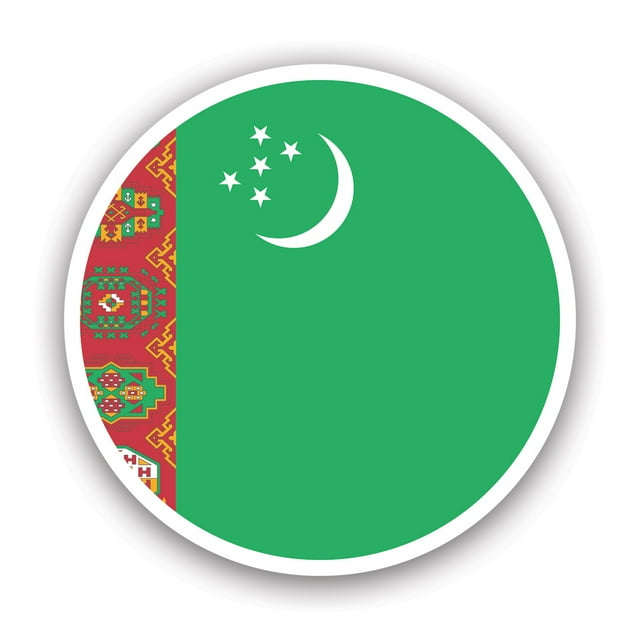 Round Turkmen Flag Sticker Decal - Self Adhesive Vinyl - Weatherproof - Made in USA ...