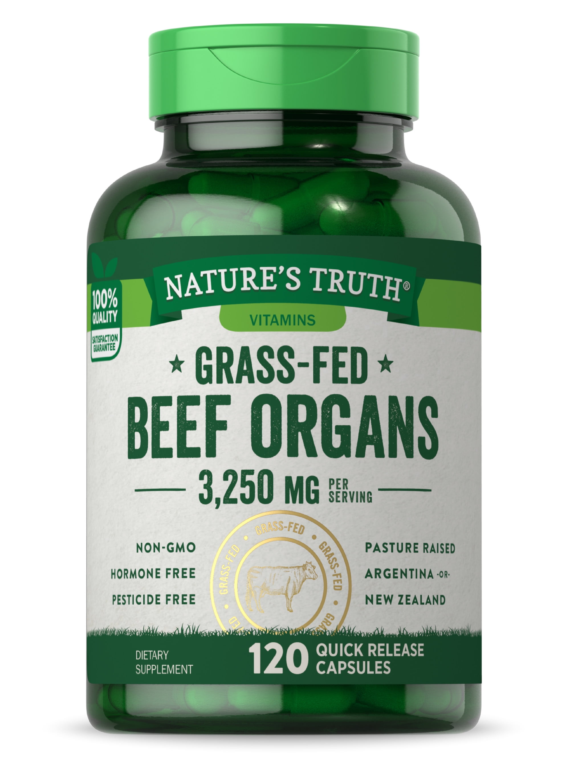 Grass Fed Beef Organs Capsules | 120 Count | 3250mg Complex of Liver ...