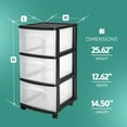 Sterilite 3-Drawer Plastic Storage Cart with Wheels, Clear/Black Frame ...