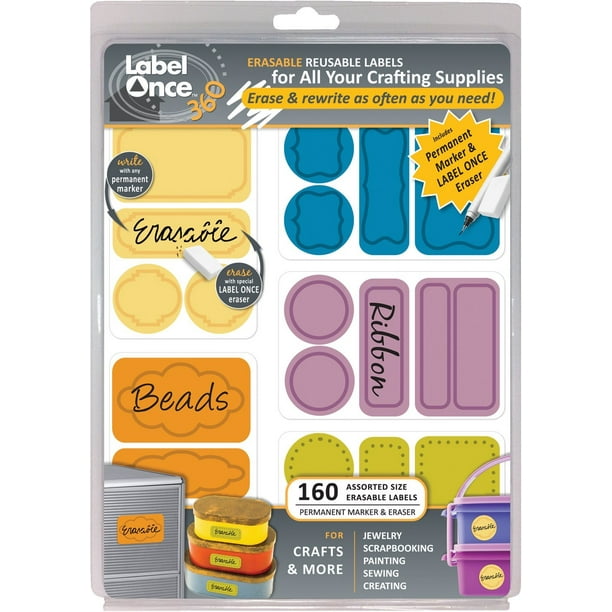 Jokari Label Once Crafts and More Erasable Labels Kit with 160 Labels ...