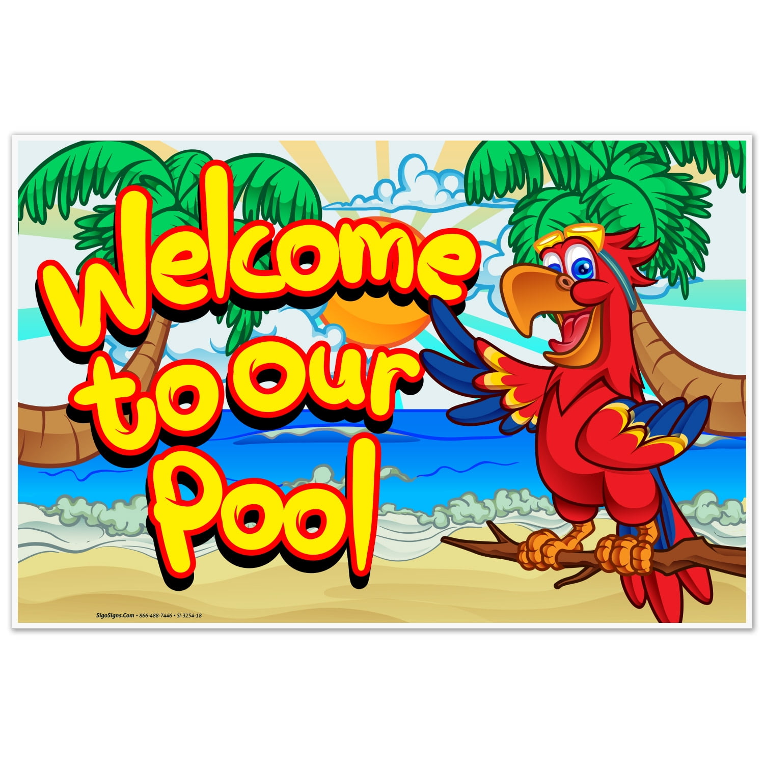 Welcome To Our Pool Sign, Outdoor Pool Decor Sign, 24x36 Corrugated ...