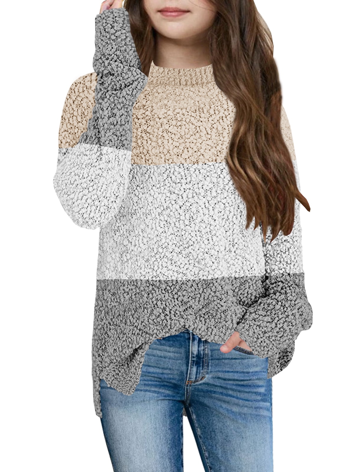 Sherrylily Girl Fuzzy Warm Sweater Chunky Side Slit Jumper Pullover ...