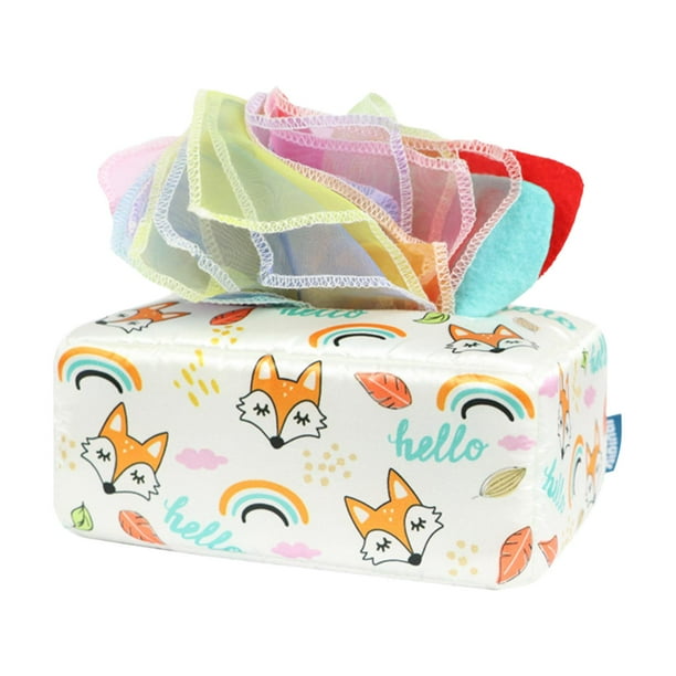 Baby Tissue Box Silky Tissue Hand Tol Sensory Pull Along Tissue Box for ...