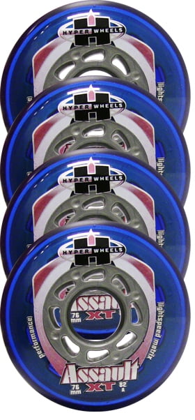 HYPER Inline Wheels OUTDOOR REC/FITNESS/HOCKEY 76mm 82A ASSAULT XT 4 ...