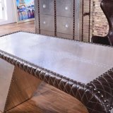Nauticalmart Aviator Wing Desk with Storage Aluminum and Leather Office ...