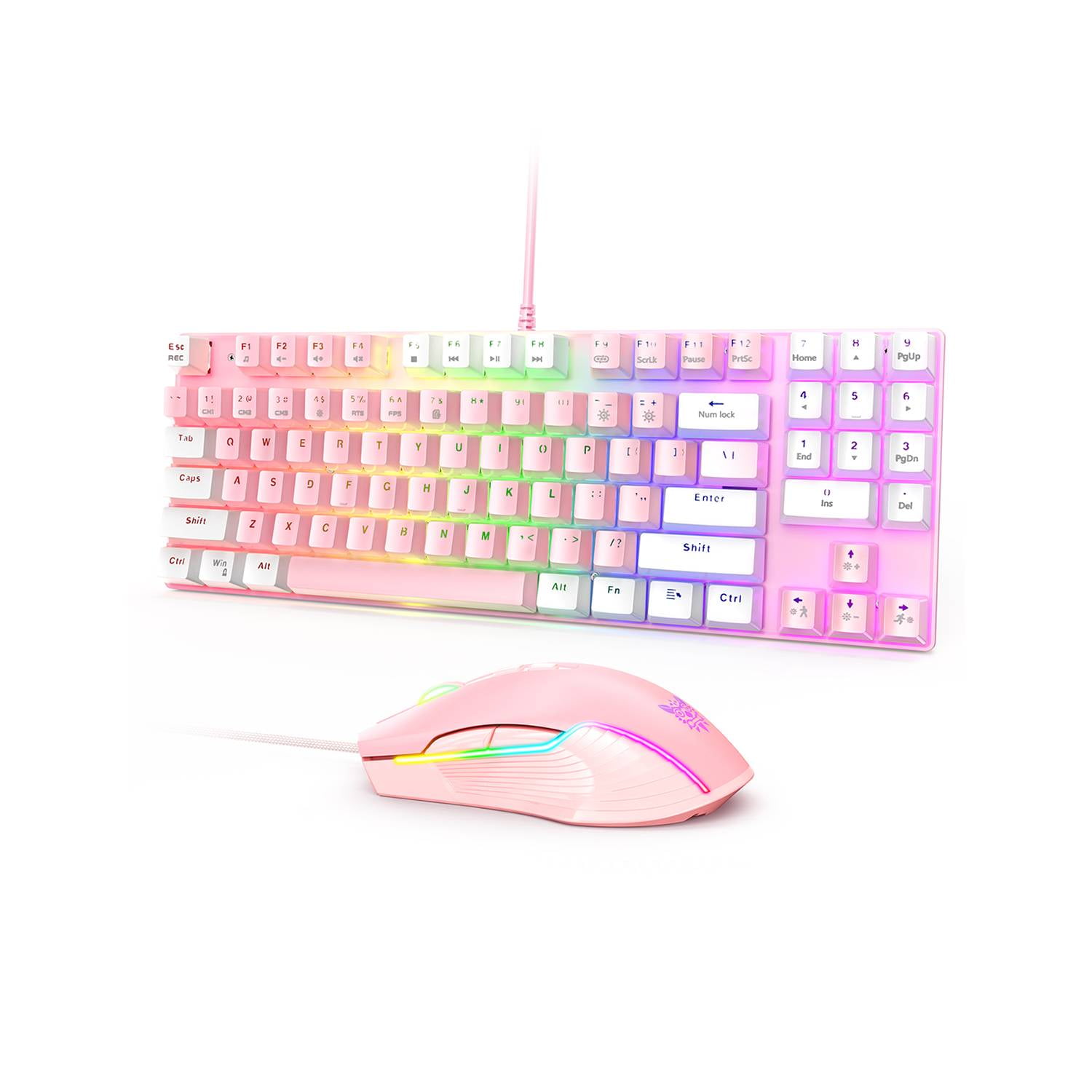 Kit Gamer Rosado/Blanco Teclado G26 + Mouse Onikuma Rgb Lujo | Knasta Chile