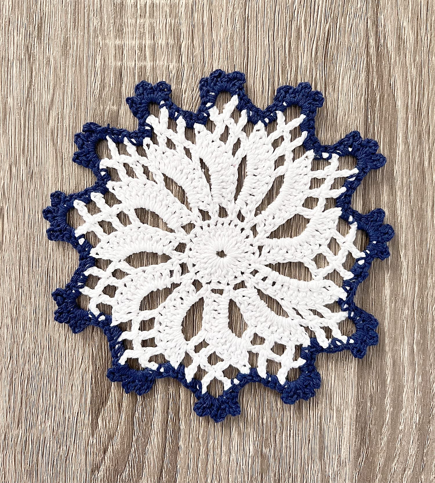 Fennco Styles Handmade Crochet Cotton Whirlwind Two-Tone Doily 6" Round ...