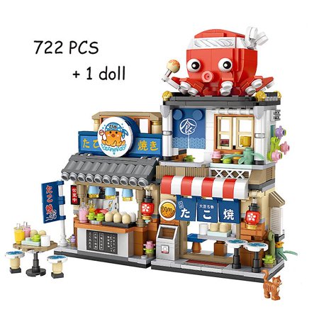 Loz Mini Japanese Street View Braised Octopus Shop Building Block Creative Shaved Ice Store ...