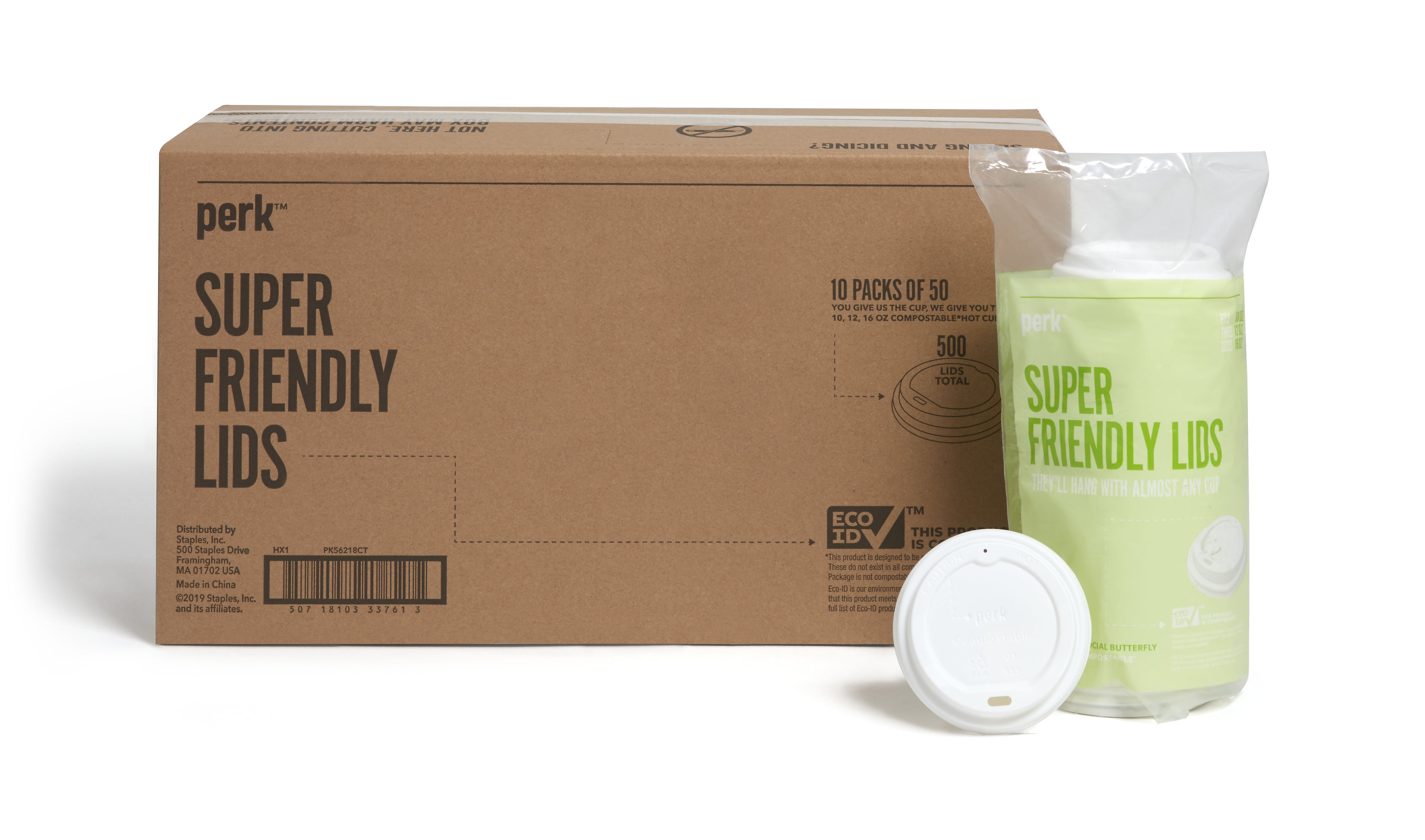 Perk Compostable Plastic Hot Cup Lid 10/12/16 Oz. PK56218CT - Walmart.com