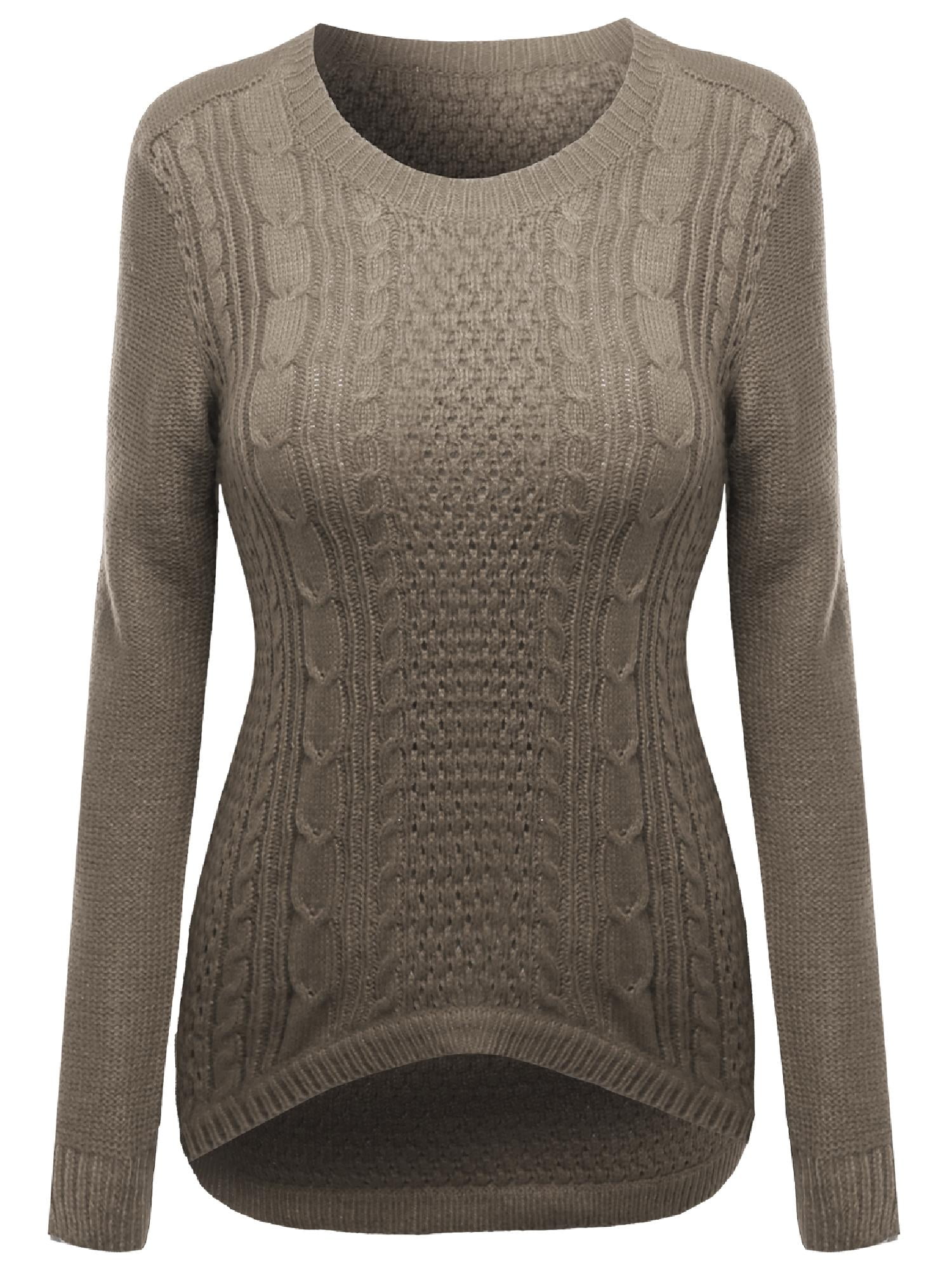 FashionOutfit Women's 27 Inch long Cable Knit Sweater with Adorable ...