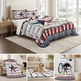 Queen Quilt Bedding Set USA Flag Western Star Breathable Summer Cooling ...