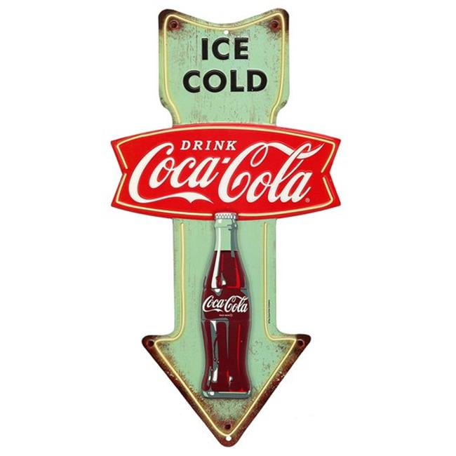 Coca-Cola 90153896-S Ice Cold Embossed Tin Arrow Sign - Walmart.com