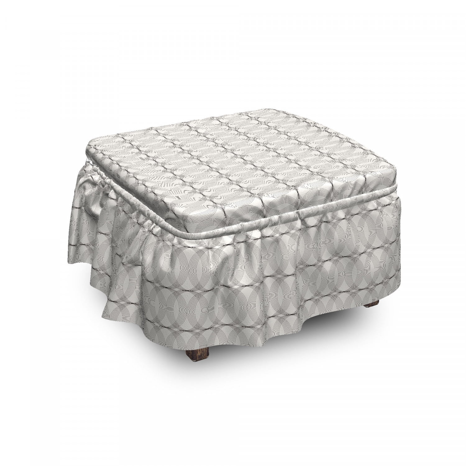Geometric Ottoman Cover, Contemporary Art Circles, 2 Piece Slipcover ...