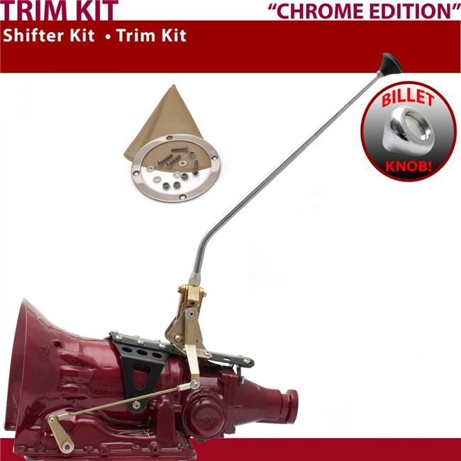 American Shifter 518 Shifter Kit Chrome 23 in. Trim Kit Push Button Tan ...