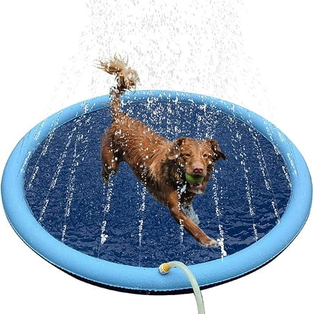 Dog Splash Pad,Foldable Dog Sprinkler Mat,Foldable Pet Bathtub for ...