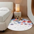 Blue Red Flowers Round Living Room Rugs 7 ft, Independence Day Flag ...