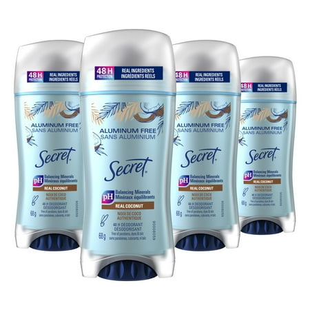 Secret Aluminum Free Deodorant, Coconut, 4 x 68 g | Walmart Canada