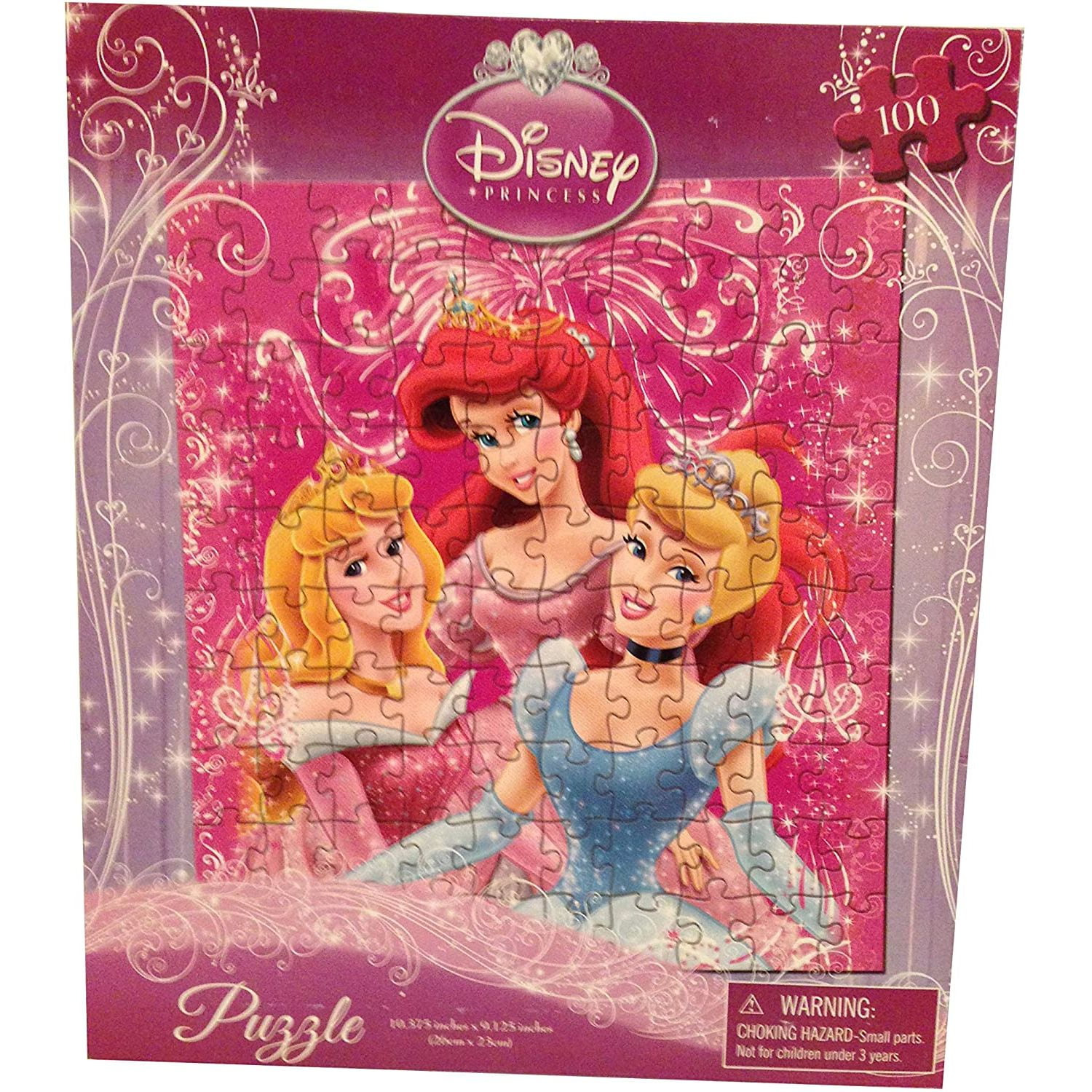 Disney Princess Puzzle - 100 Pieces - 10" X 9 " - Aurora, Ariel ...